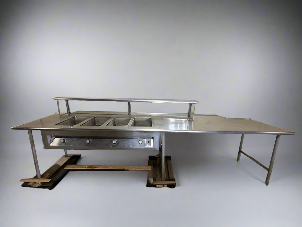 "HOBART" 4 HOT WELL 208v 1ph 12' CAFETERIA SERVING LINE TABLE — Second ...