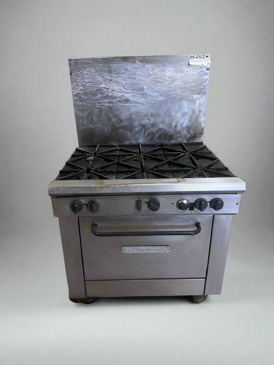 SOUTHBEND STAINLESS STEEL NATURAL GAS 6 BURNER BUILT IN STOVE WITH OVE ...